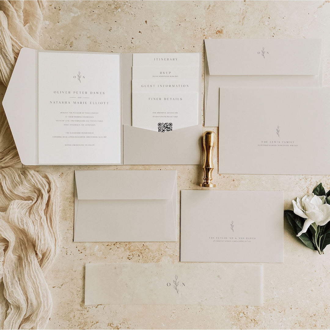 Classic Monogram Pocketfold Wedding Invitation, Pocketfold Invite ...