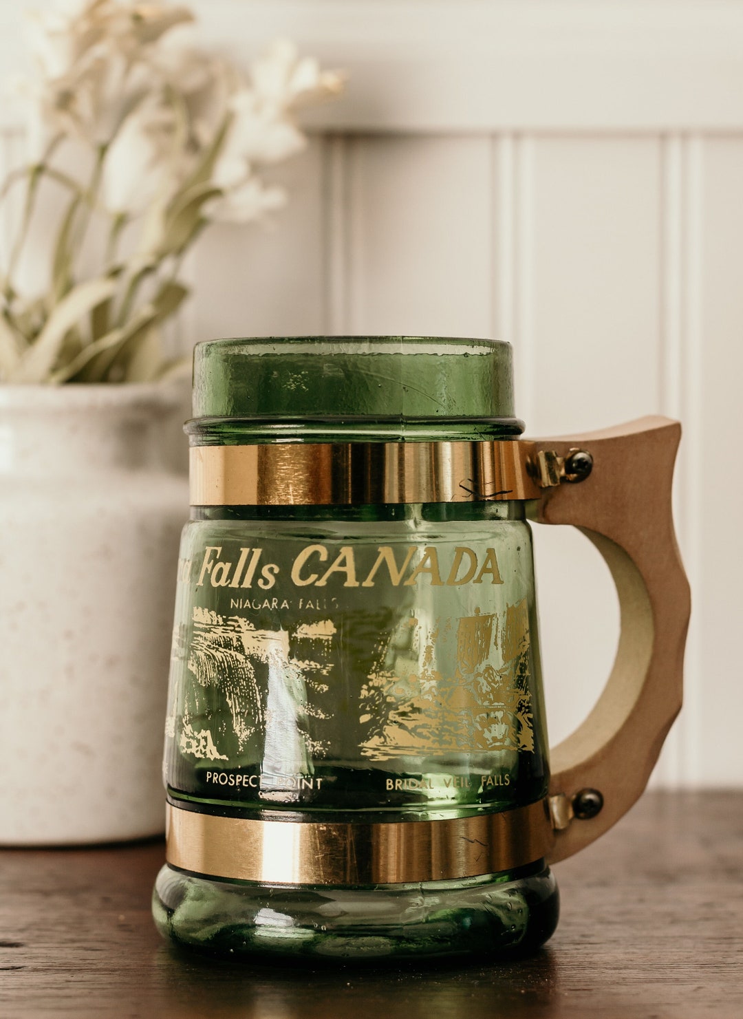 Vintage Siesta Ware Mug - Niagara Falls Canada Souvenir Mug Green Glass ...