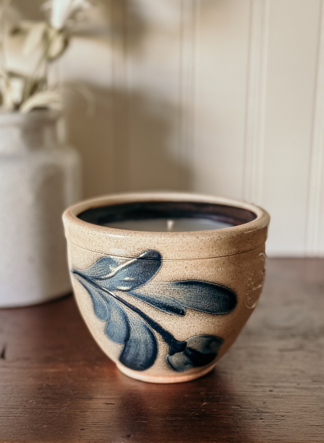 Vintage Pottery Bowl Candle blue Ridge Cabin Soy Candle Smokey Woods ...