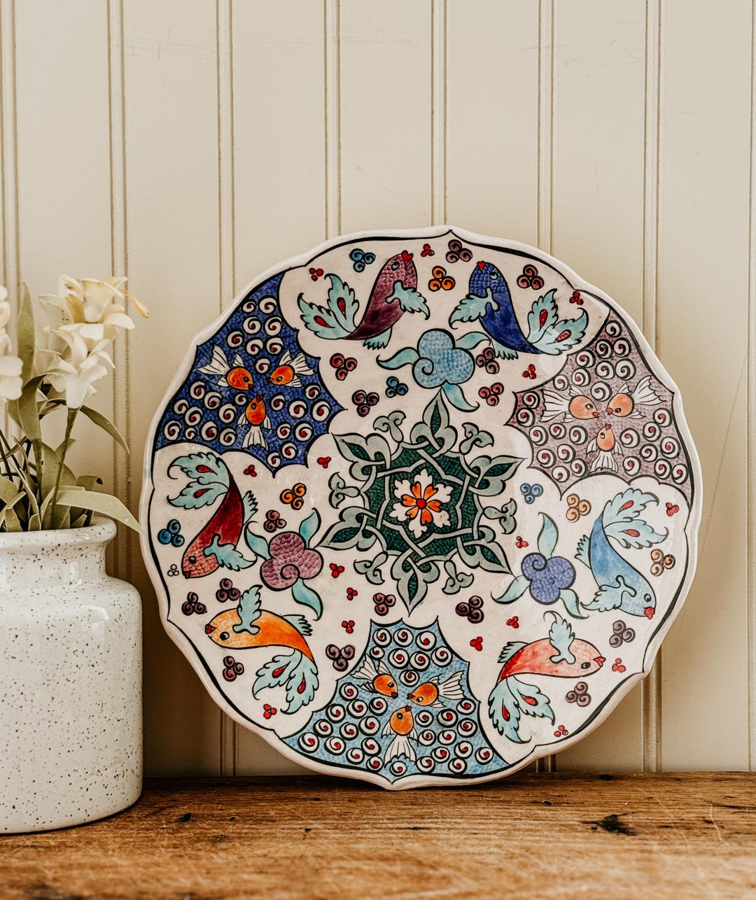 Vintage Handmade Turkish Plate- Hand-painted Turkish Ceramic Plate ...
