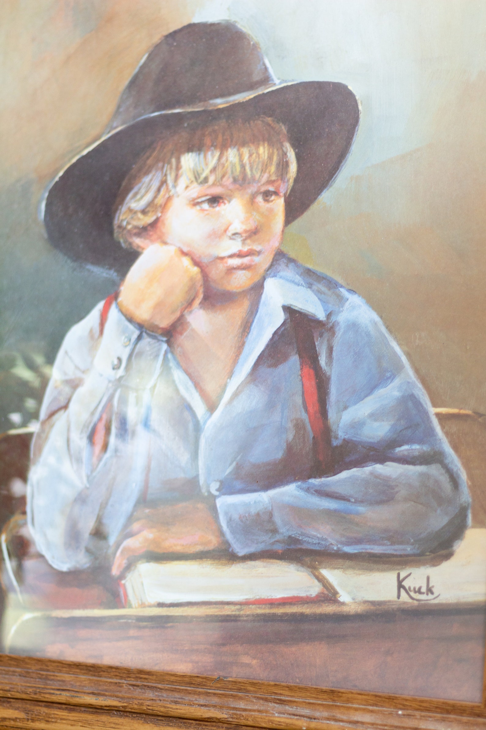 Vintage Kuck Painting Cowboy in Black Hat Rustic Farm | Etsy