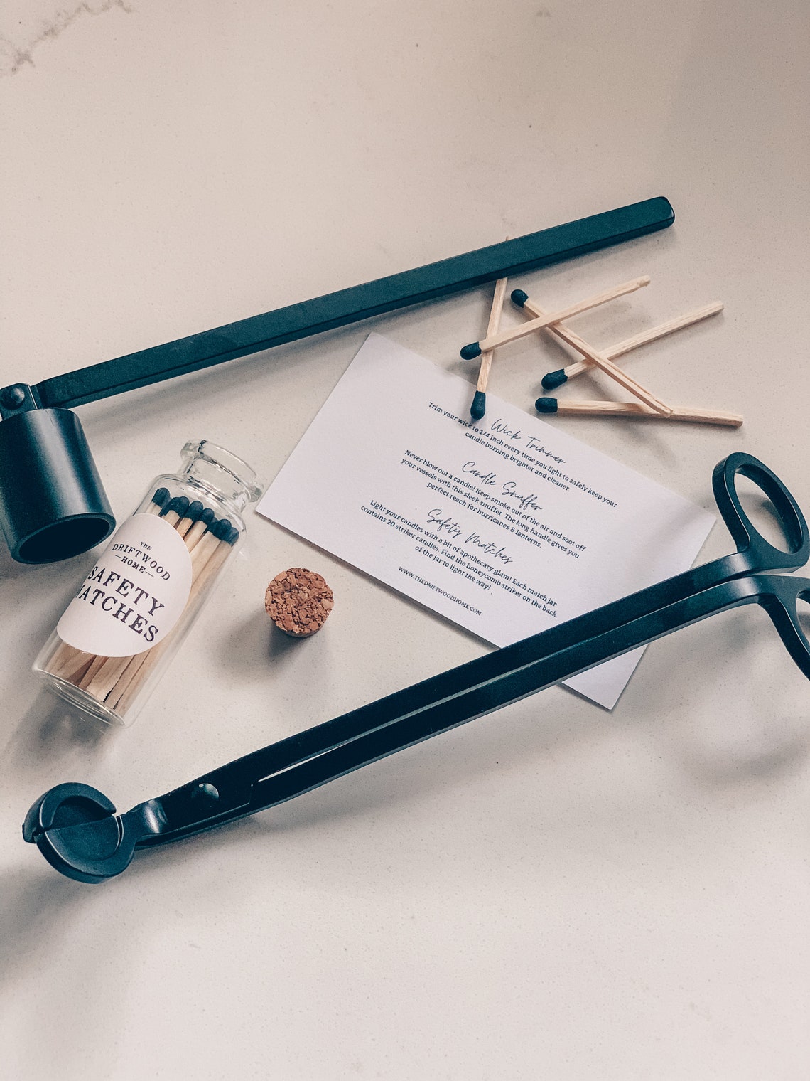 Candle Care Kit - Wick Trimmer Candle Snuffer and Safety Matches for ...
