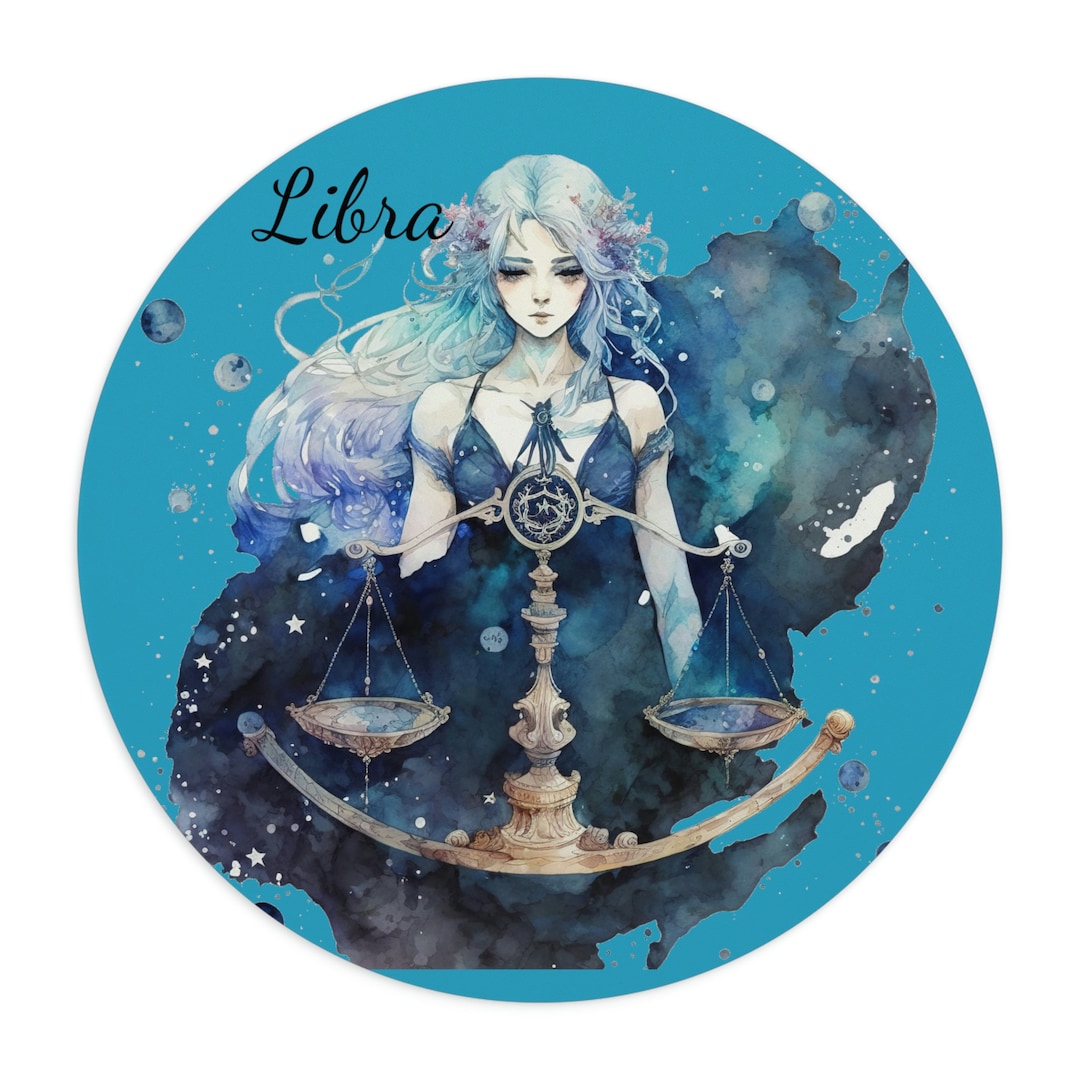 Zodiac Sign Libra Mouse Pad-turquoise Color in Both Round and ...