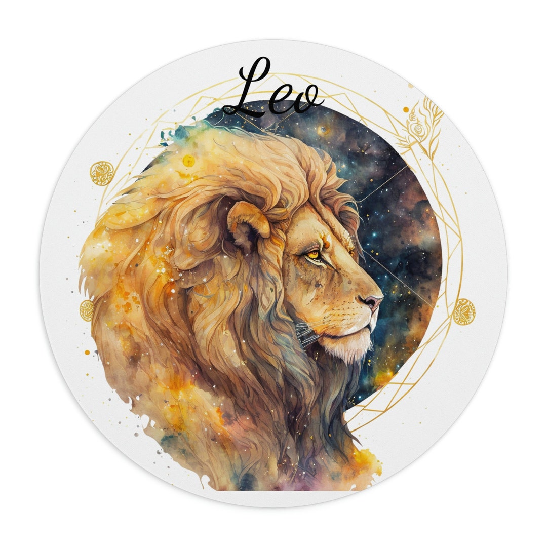 Zodiac Sign Leo Mouse Pad-white Color in Both Round and Rectangular ...