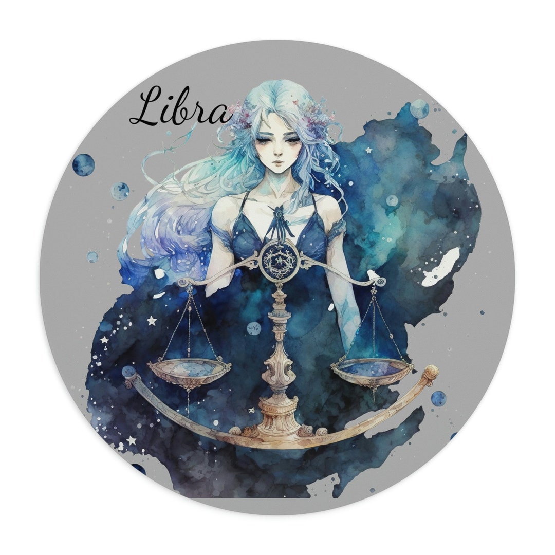 Zodiac Sign Libra Mouse Pad-gray Color in Both Round and Rectangular ...