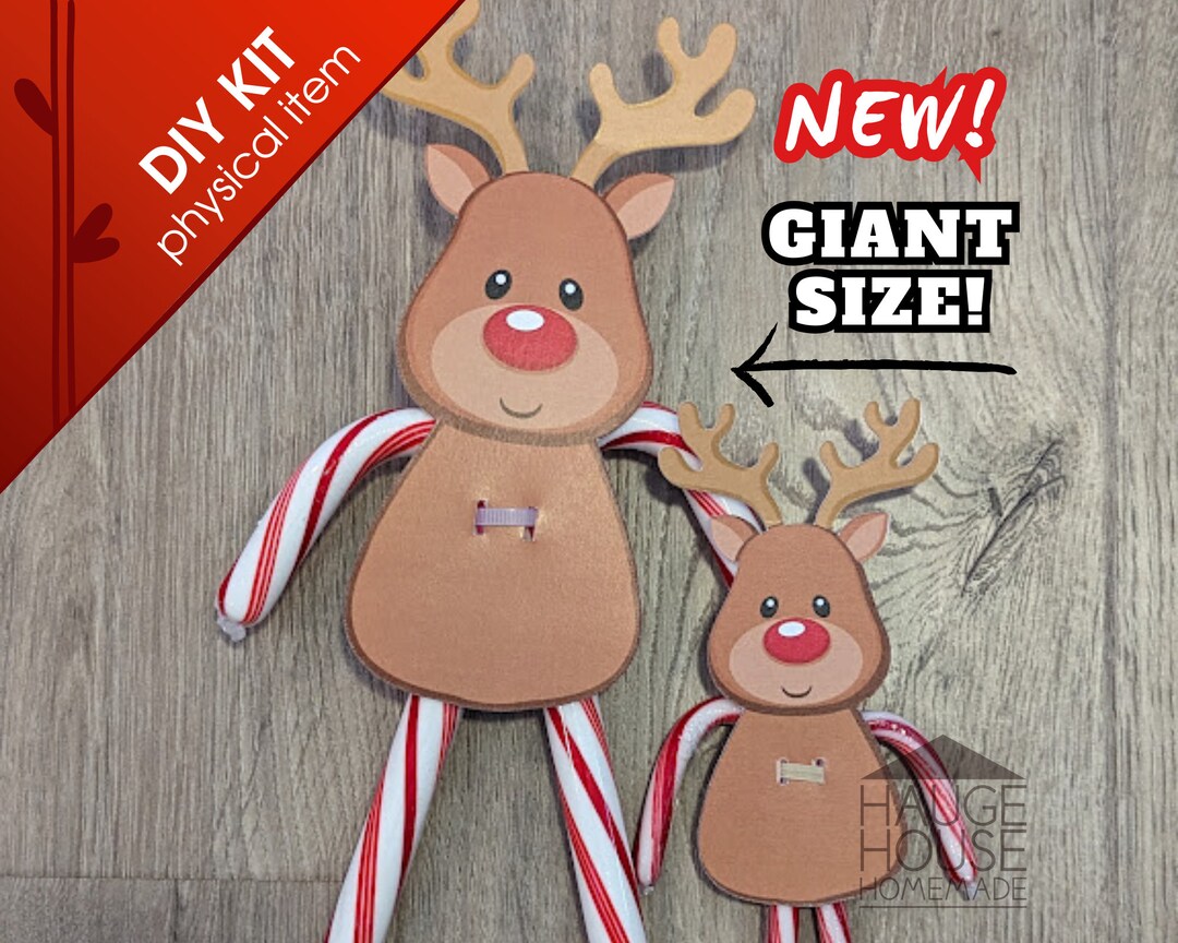 Set of DIY Giant Reindeer Candy Cane Holder Characters Holiday Group ...