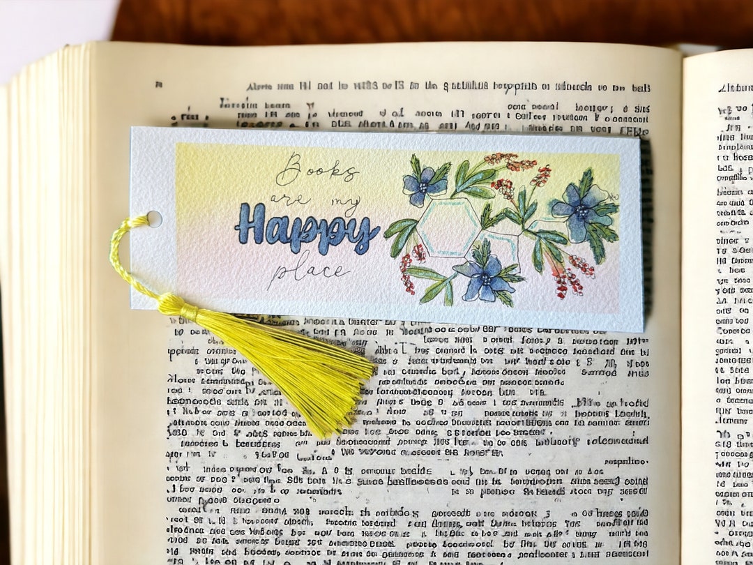 Original Hand Painted Watercolor Serotonin Happy Bookmark for Booklover ...