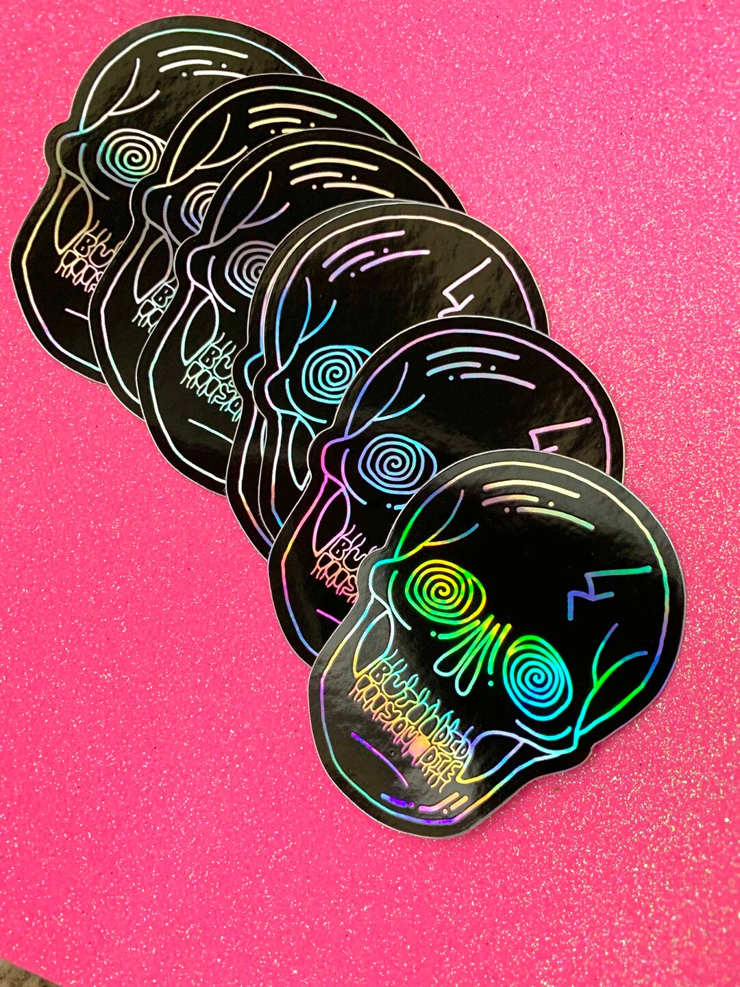 Holographic Skull Vinyl Sticker - Etsy