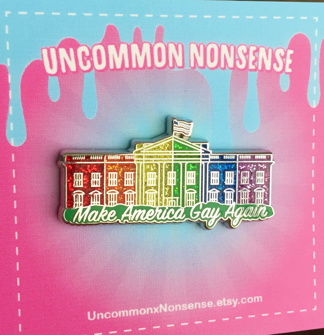 Rainbow White House Enamel Pin - Etsy