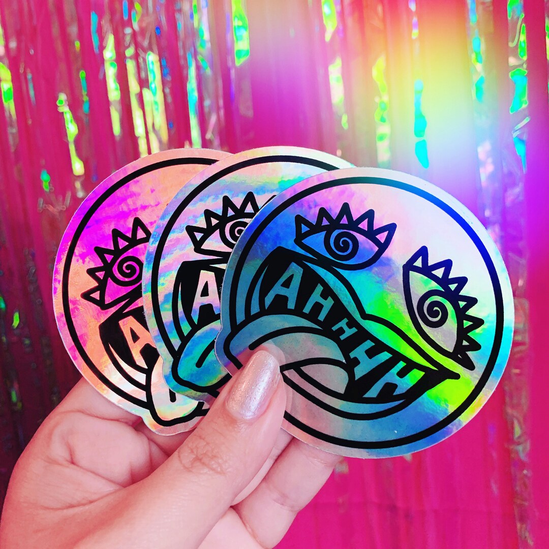 Ahhh Valley Smiley Face Holographic Sticker Uncommon Nonsense - Etsy