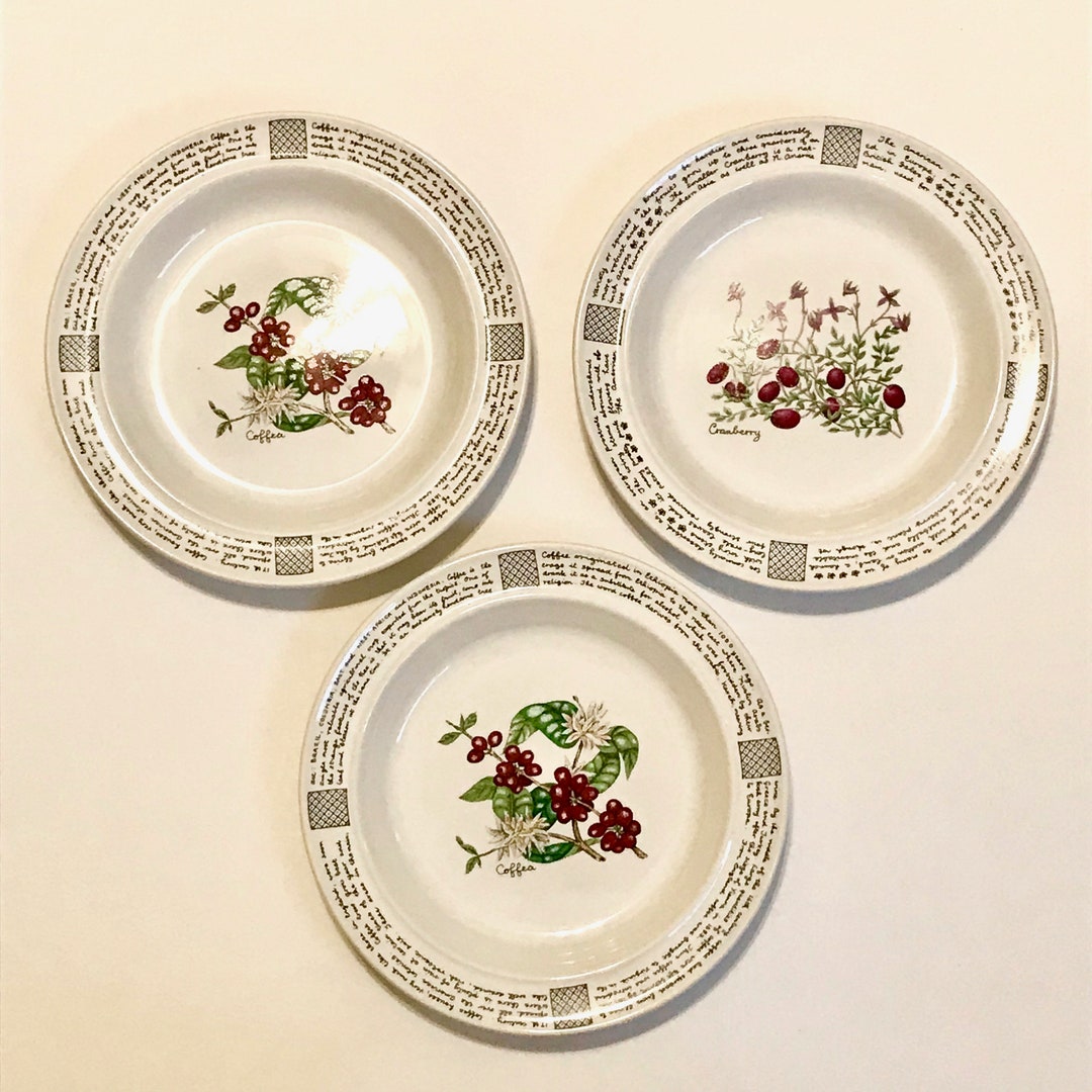 Vintage Lauffer Botanical Stoneware Plates - Etsy