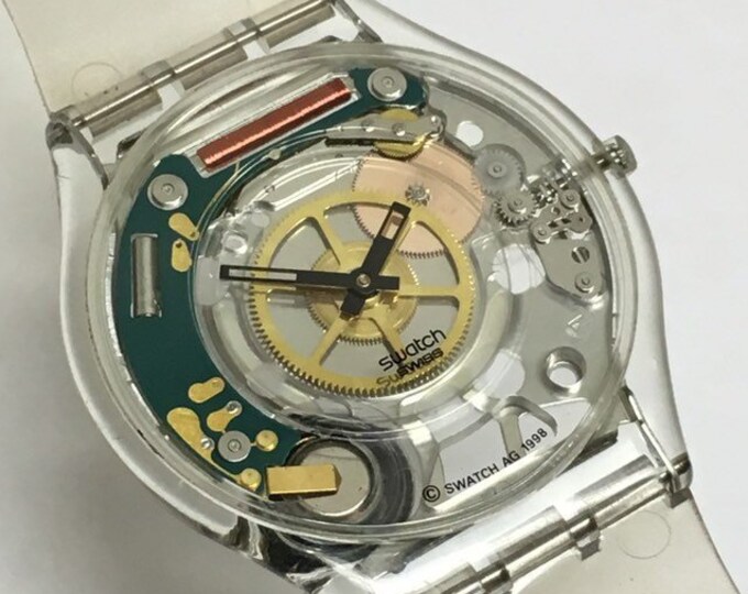Vintage Skin Swatch Watch Jelly Skin SFK100 1998 Clear Skeleton Jelly ...