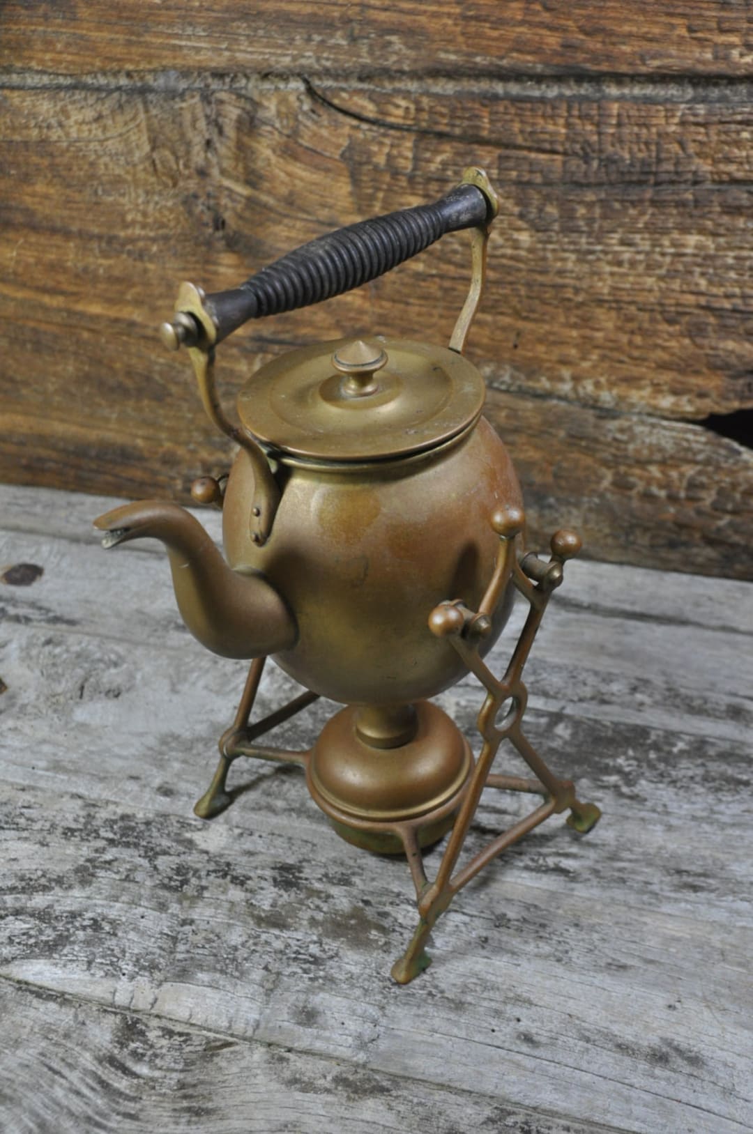 Antique French Copper Kettle With Tilting Mount and Unusual Paraffin ...