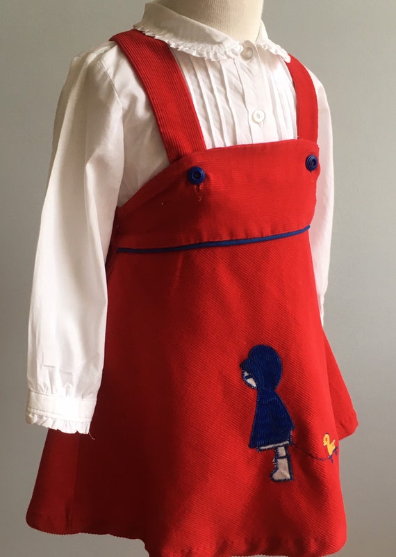 Vintage Girls Pleated Blouse and Appliquéd Pinwale Cord | Etsy