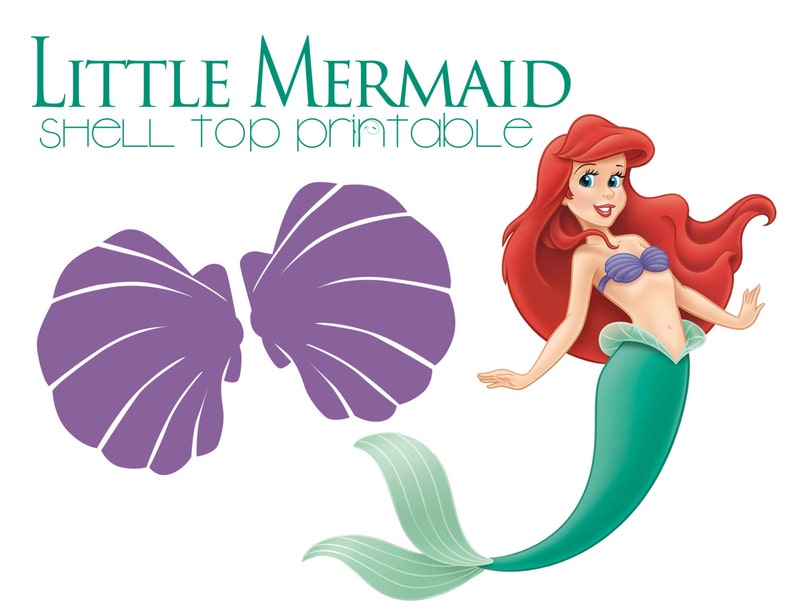Ariel Little Mermaid Purple Shell Top Printable Iron on DIY - Etsy
