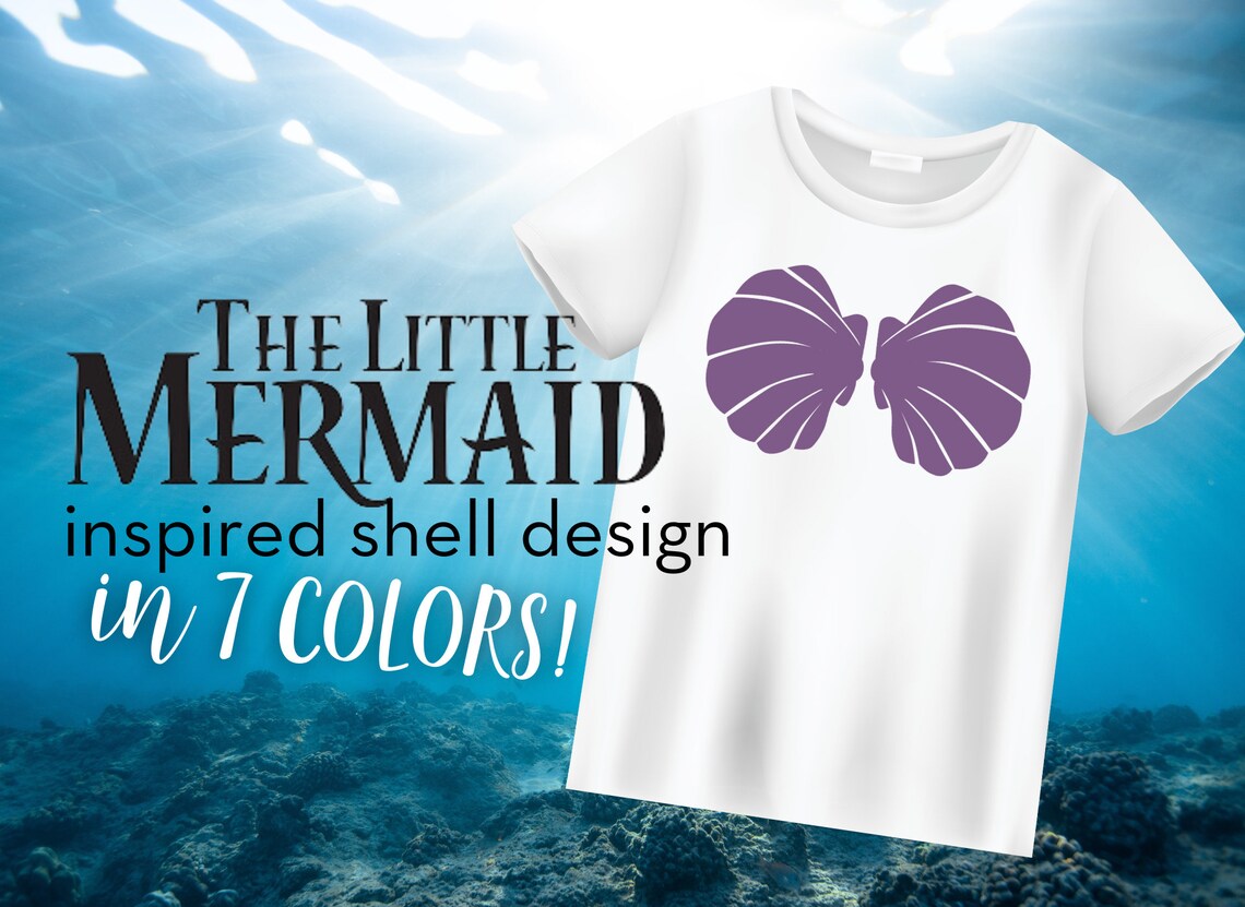 Ariel Little Mermaid Purple Shell Top Printable Iron on DIY T-shirt ...