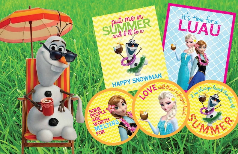 Frozen Summer Luau Party Printables - Etsy