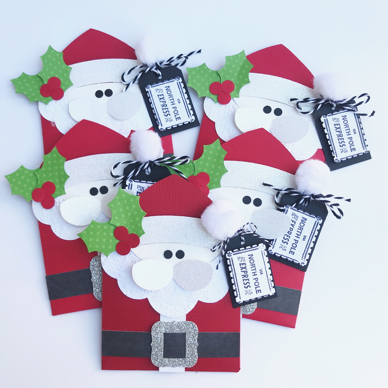Santa Gift Card Holders Set of 5 Christmas Gift Card Holders - Etsy