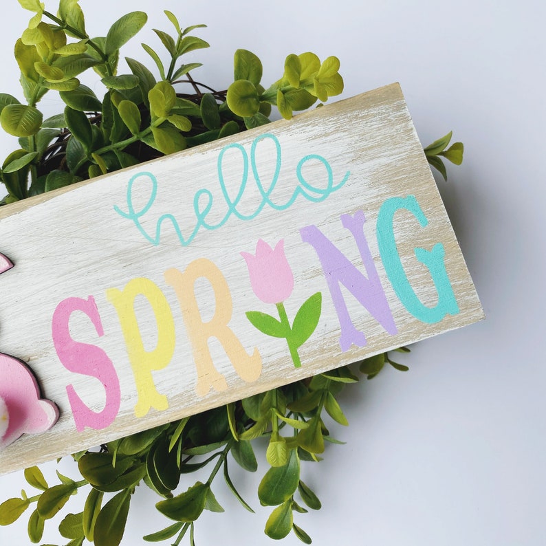 Hello Spring Wood Sign Spring Flower Decor Spring Tiered - Etsy