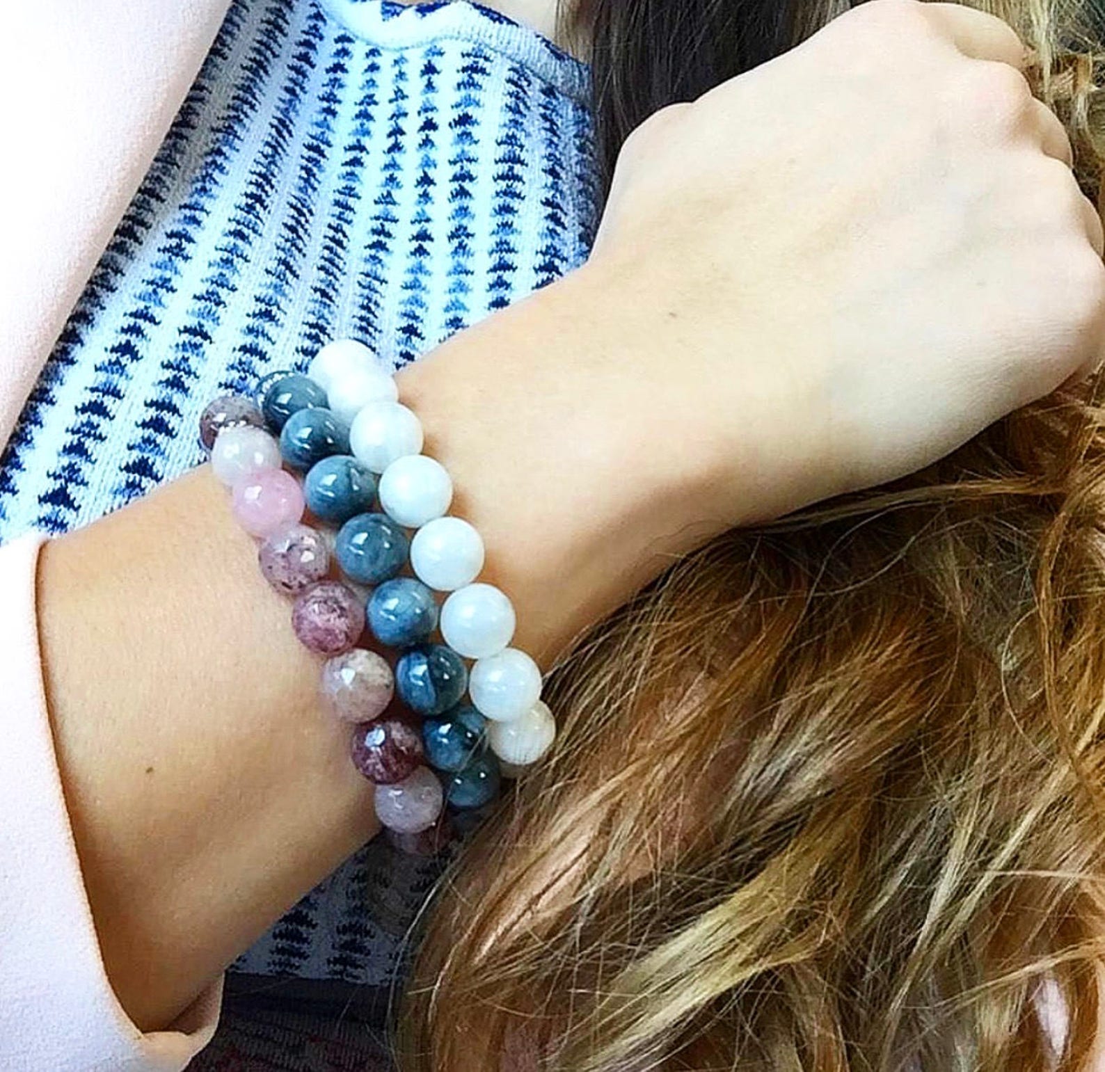 Muscovite Gemstone and Lotus Flower Bracelet/ Pink/ Burgundy/ - Etsy