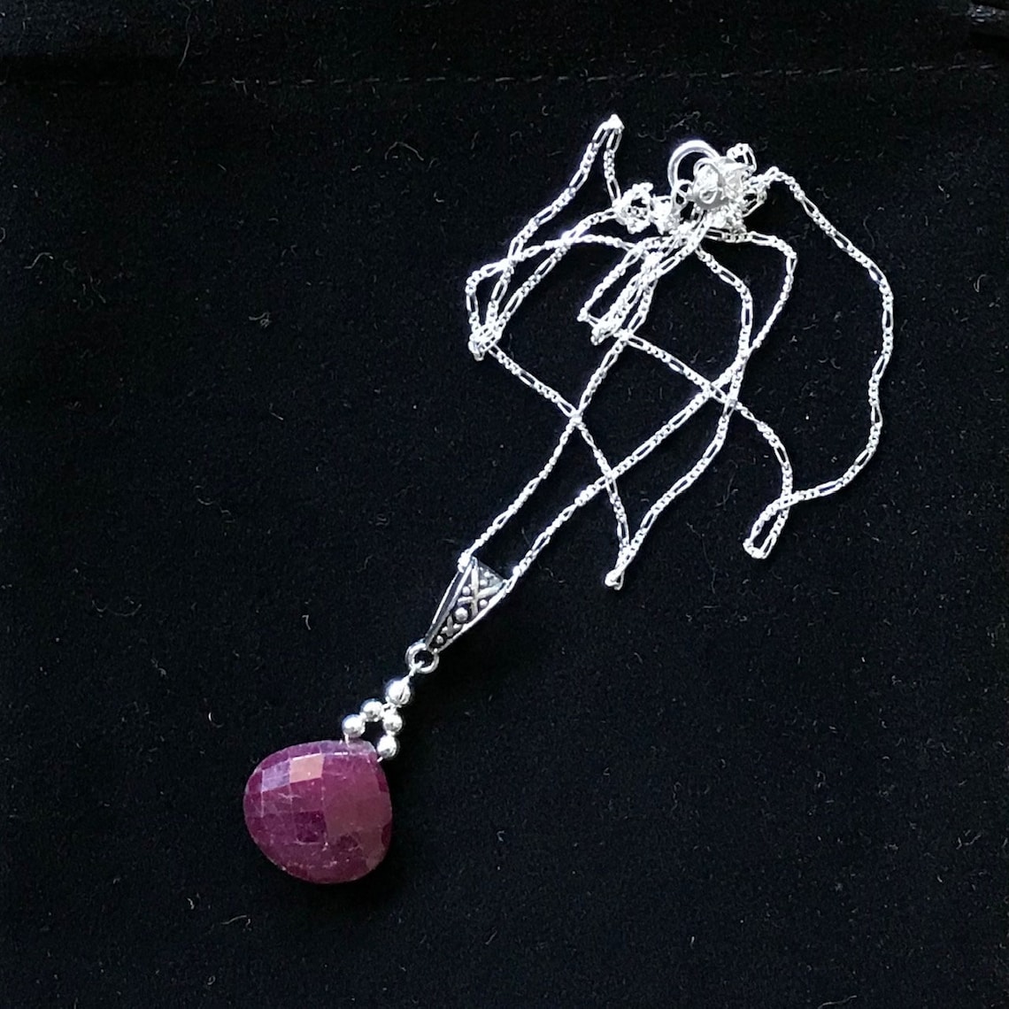 Ruby Pendant Necklace/ red/ Ruby/ Genuine ruby necklace/ July | Etsy