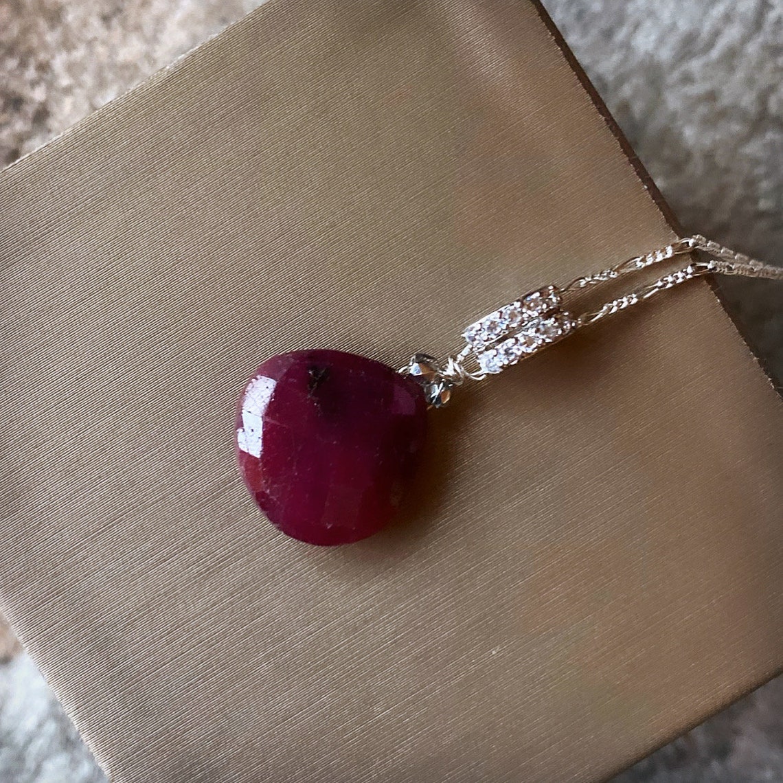 Ruby Pendant Necklace/ red/ Ruby/ Genuine ruby necklace/ July | Etsy