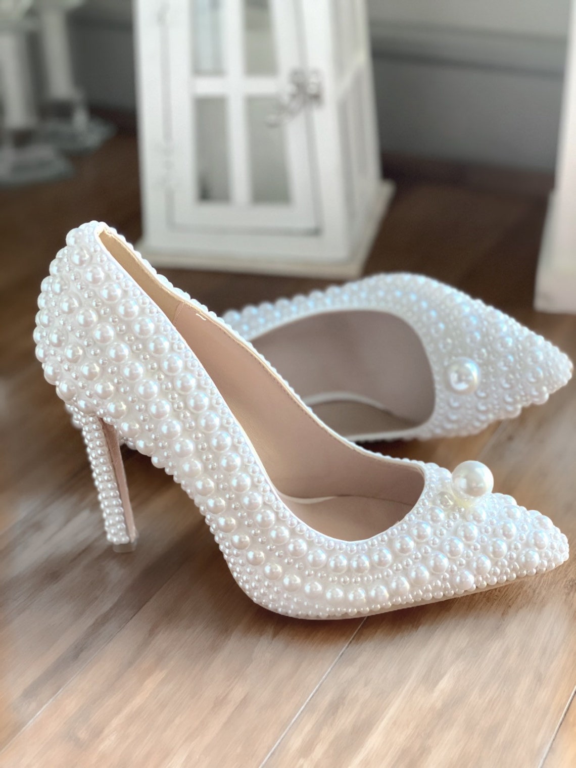 Pearl pumps heel length varies custom made heels bridal | Etsy