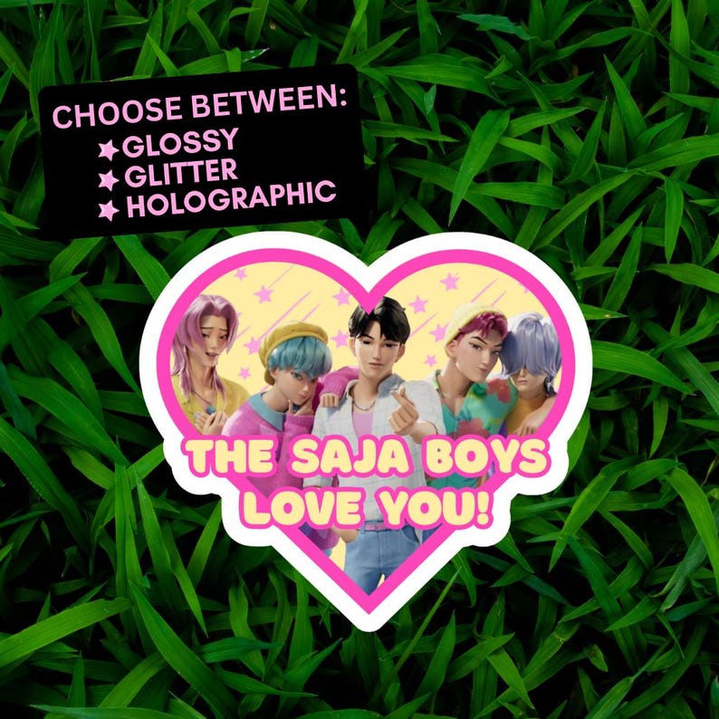 KPDH Saja Boys Love You! Heart Kpop Demon Hunters Waterproof Vinyl ...