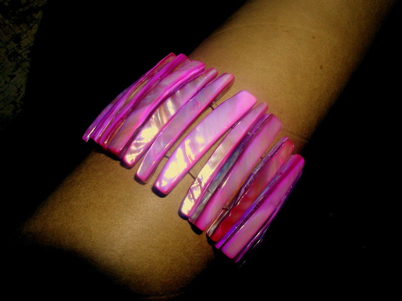 Vintage 1980's Pink Shell Cuff Bracelet Beach Lover's - Etsy