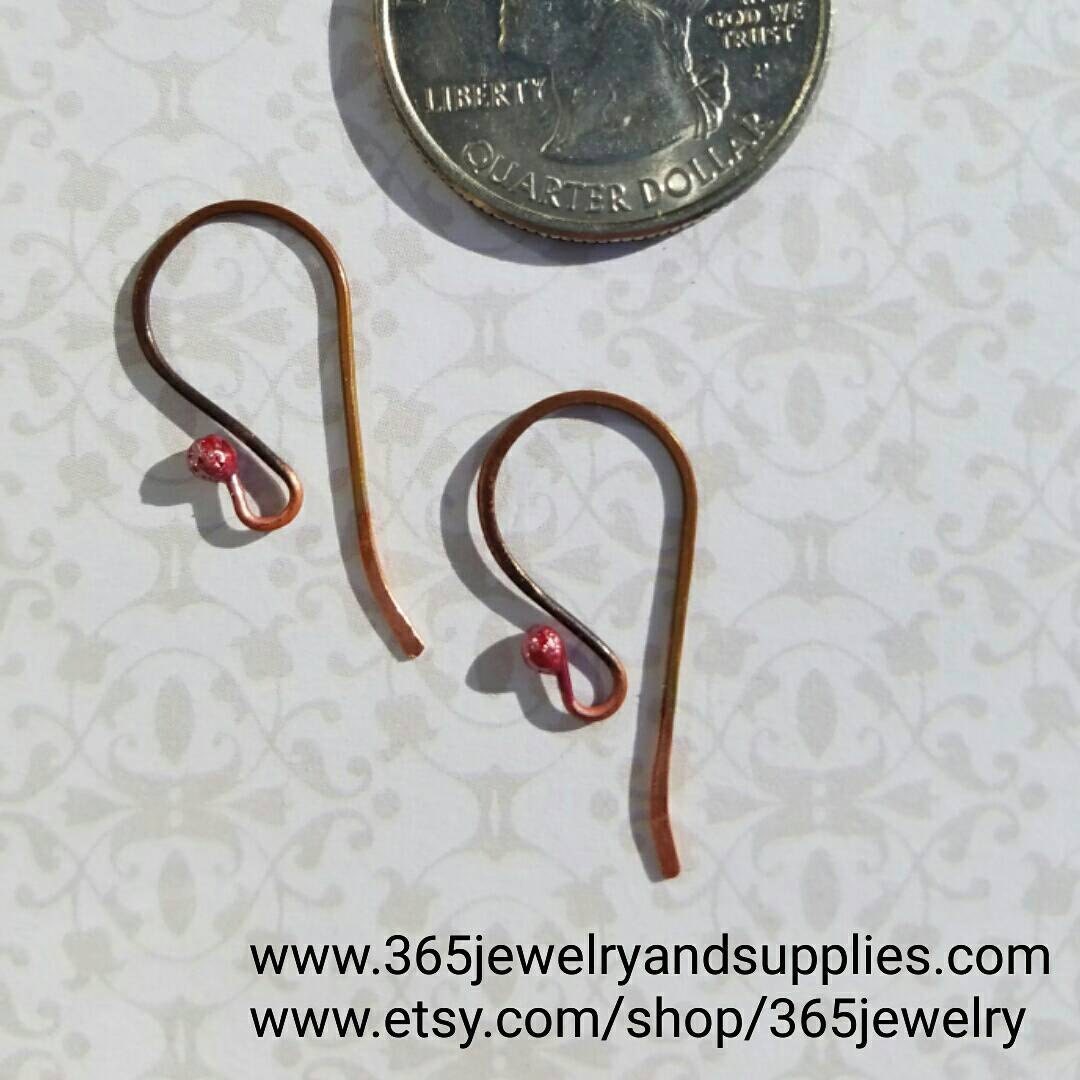 Cherry Red Copper Ear Wires / 10 Pairs 21 Gauge French Hook - Etsy