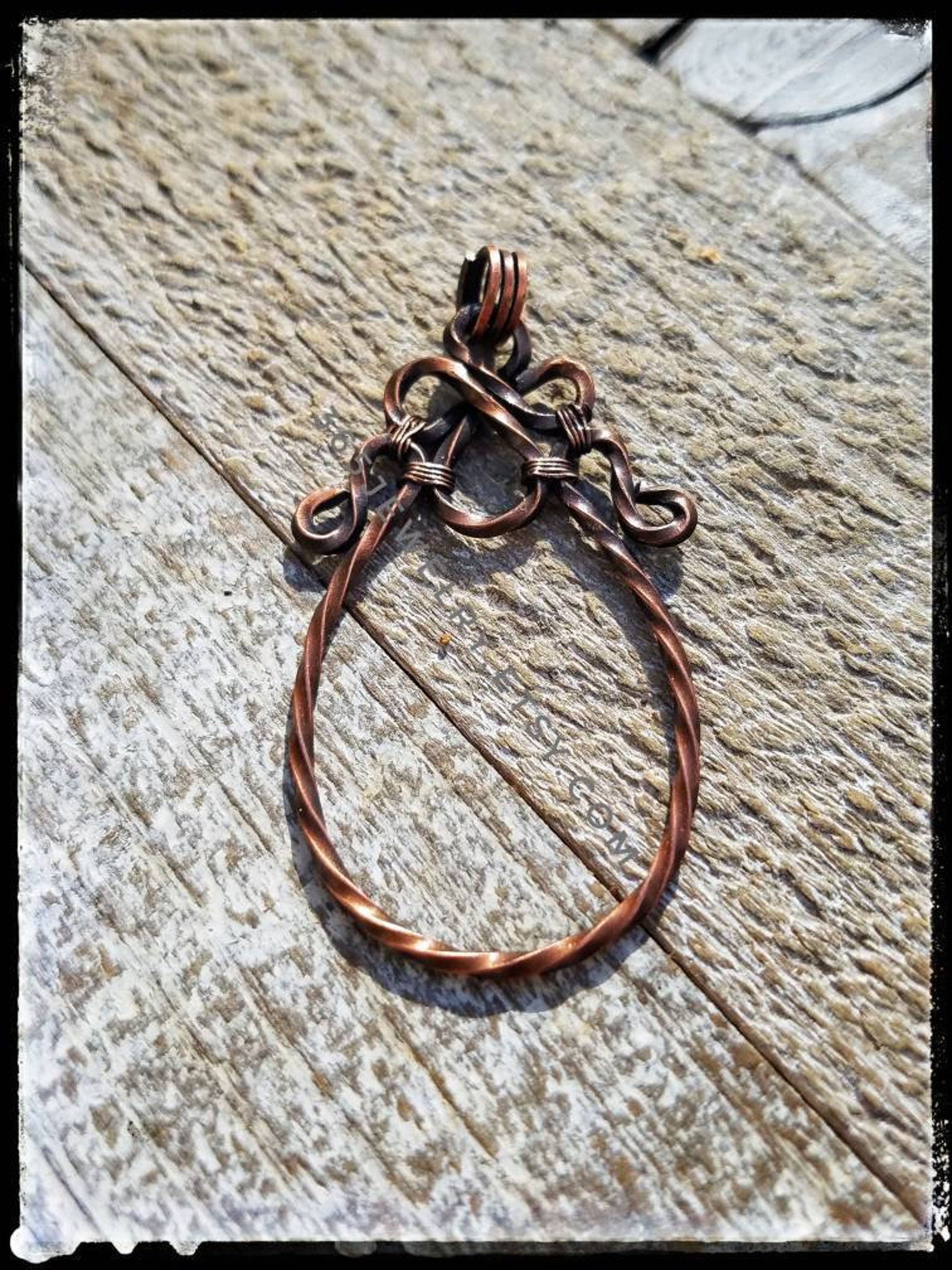 Antiqued Twisted Copper Wire Pendant Frame / Add Your Own | Etsy