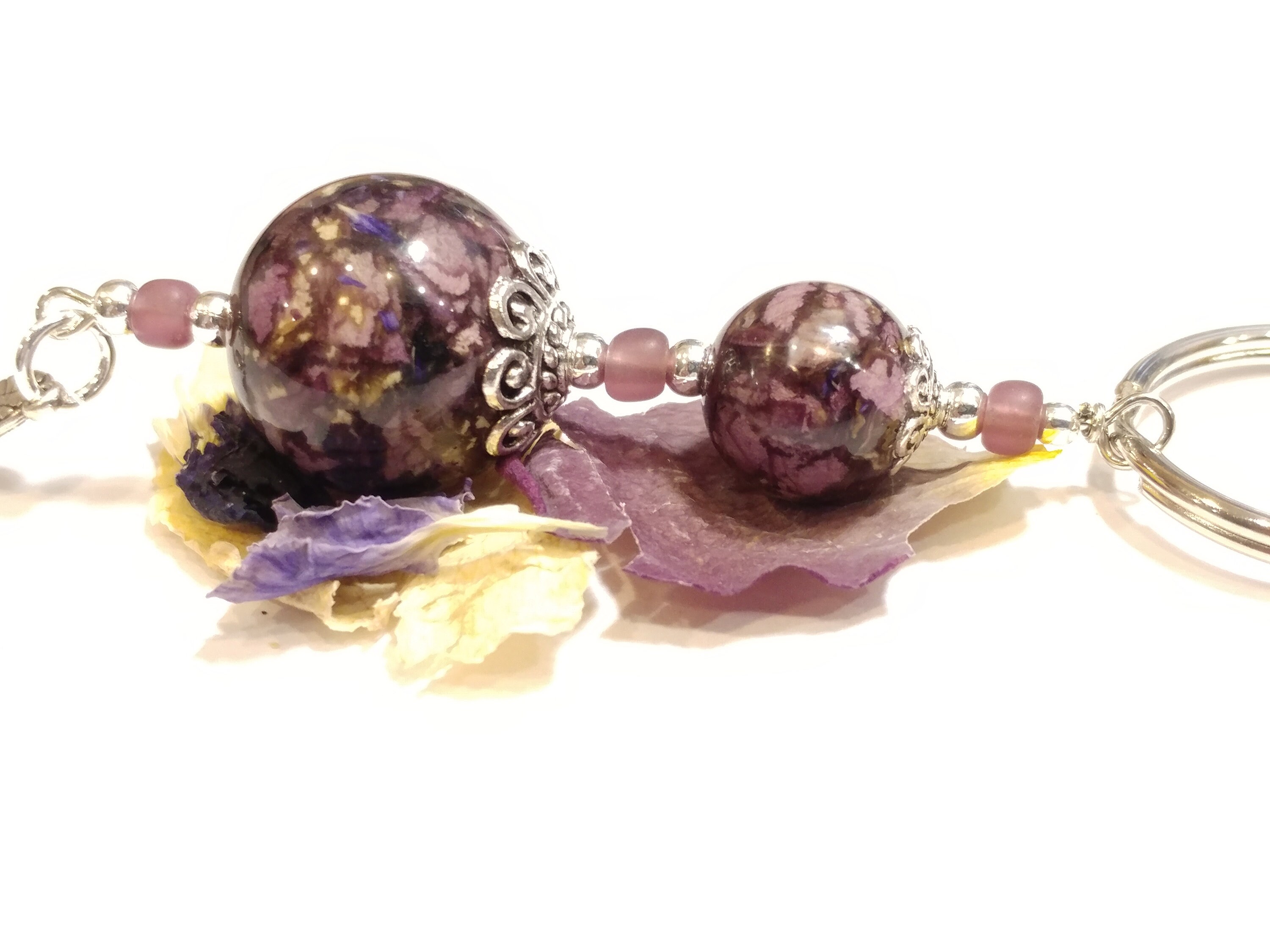 Double Bead Memorial Bead Key Chain | Etsy