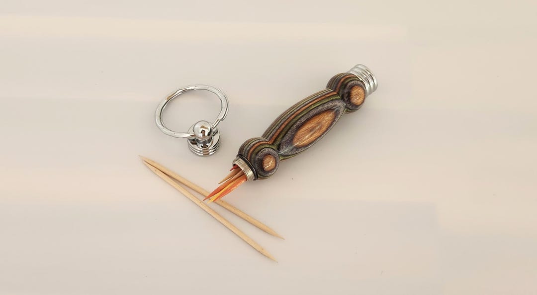 Handcrafted Keychain, Colored Wood, Secret Compartment, Toothpick ...