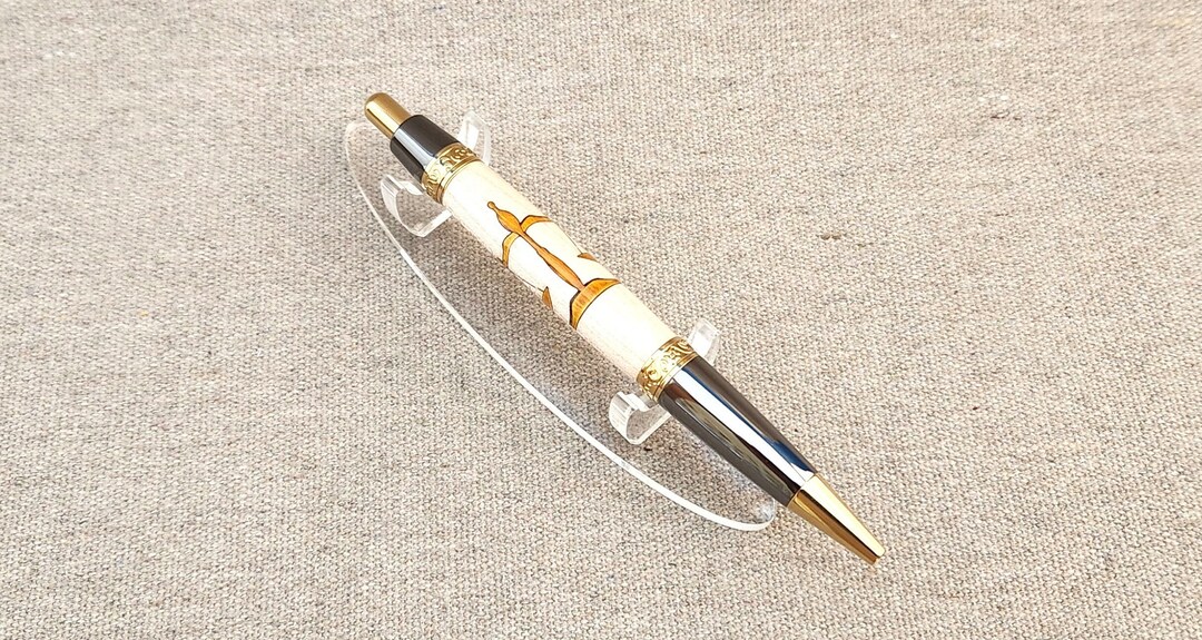 Handcrafted Ballpoint Pen With Wood Inlay of Scales of Justice - Etsy