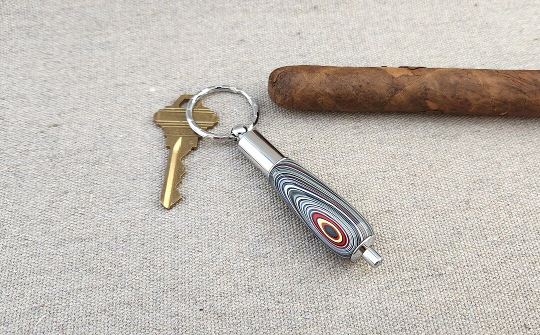 Handcrafted Cigar Punch Keychain Made From Fordite, Keychain, Acrylic ...