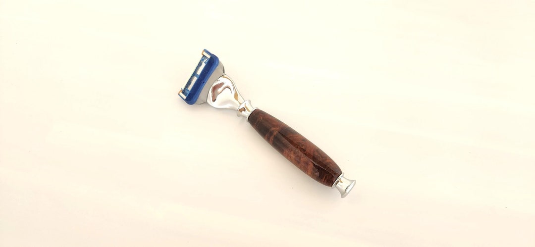 Handcrafted Wood Razor Handle With Stand, Lace Redwood Burl, Mach3 or ...