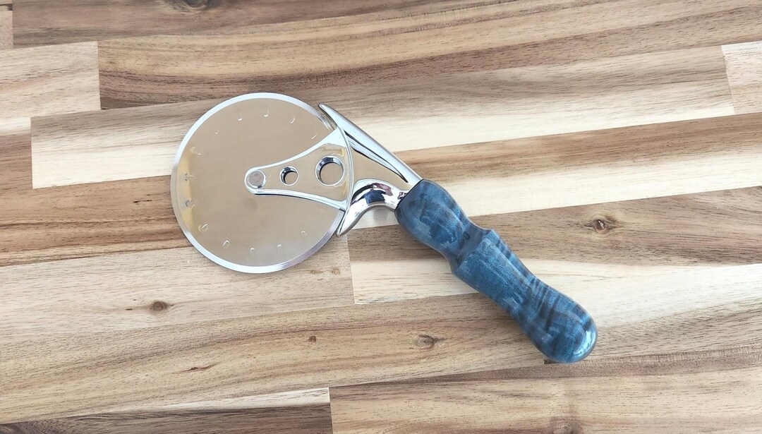 Handcrafted Wood Handle Pizza Cutter, Dyed Curly Maple Handle - Etsy