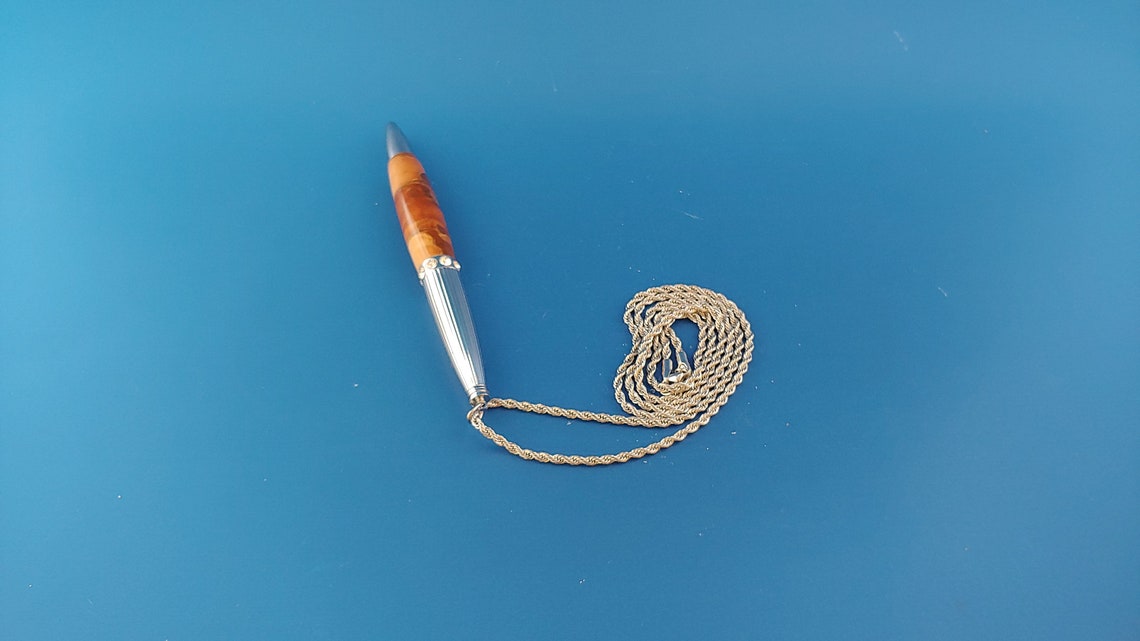 Handcrafted Ballpoint Pen on Chain Wood Pen Ambrosia Maple | Etsy