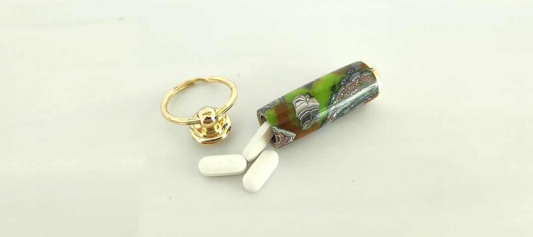 Handcrafted Pillbox/ Keychain Made With Fordite and Resin - Etsy