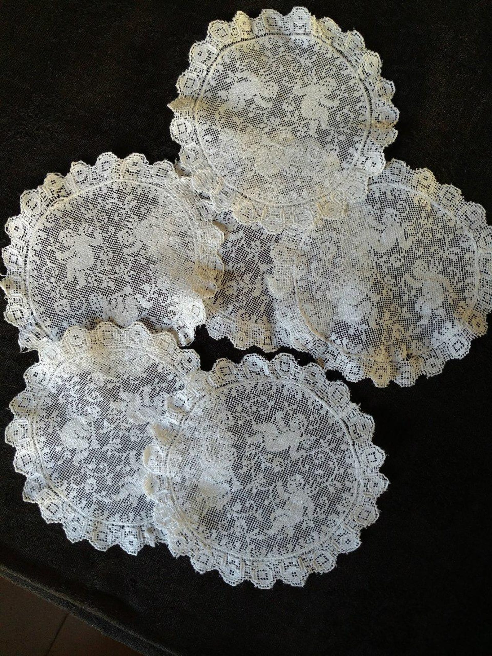 Vintage 6 Doily Darn Net Lace Cherub Angels 1920's Rounds - Etsy