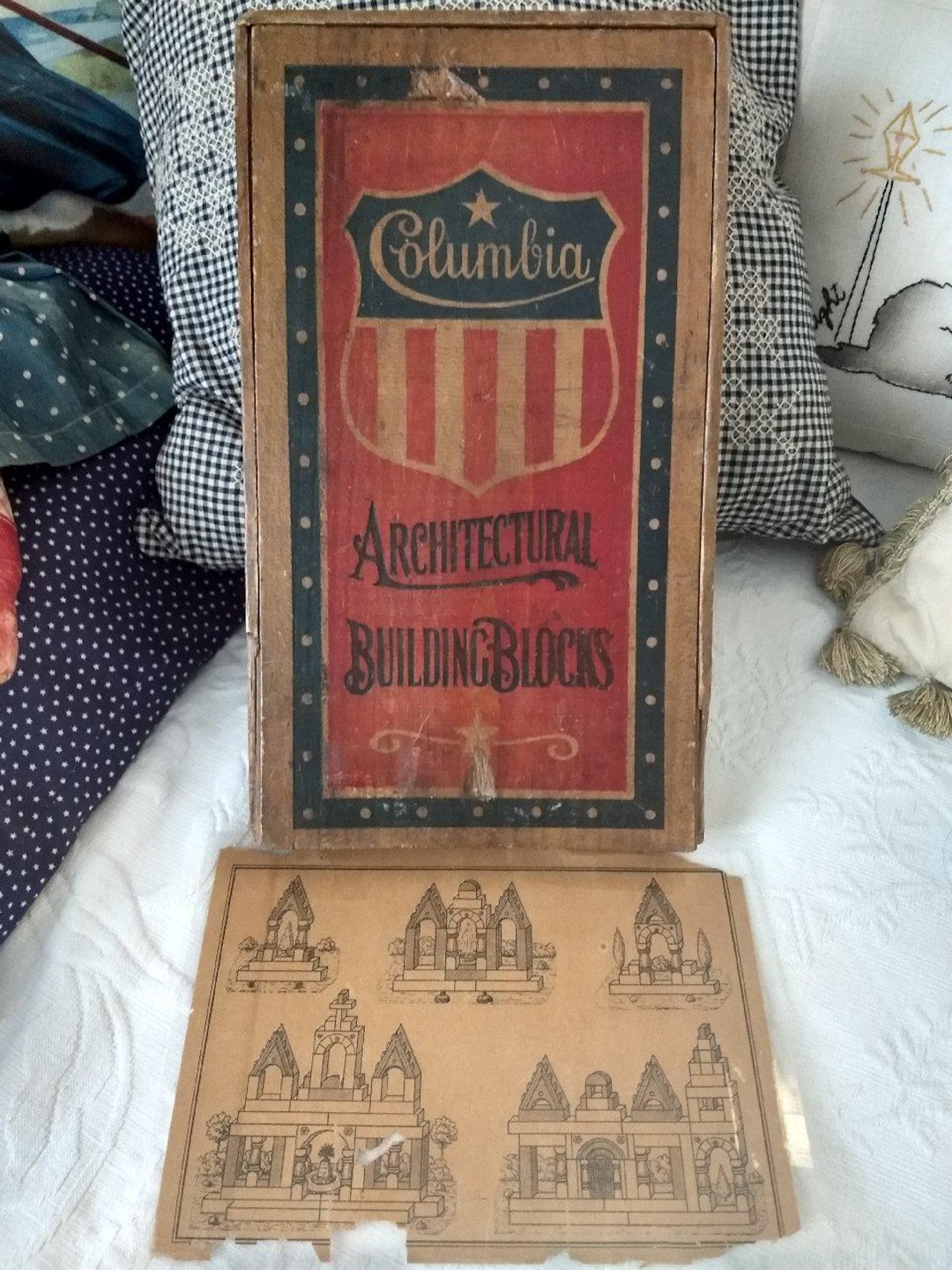 Columbia Toy Building Blocks Antique Children Architectural Wooden Set ...