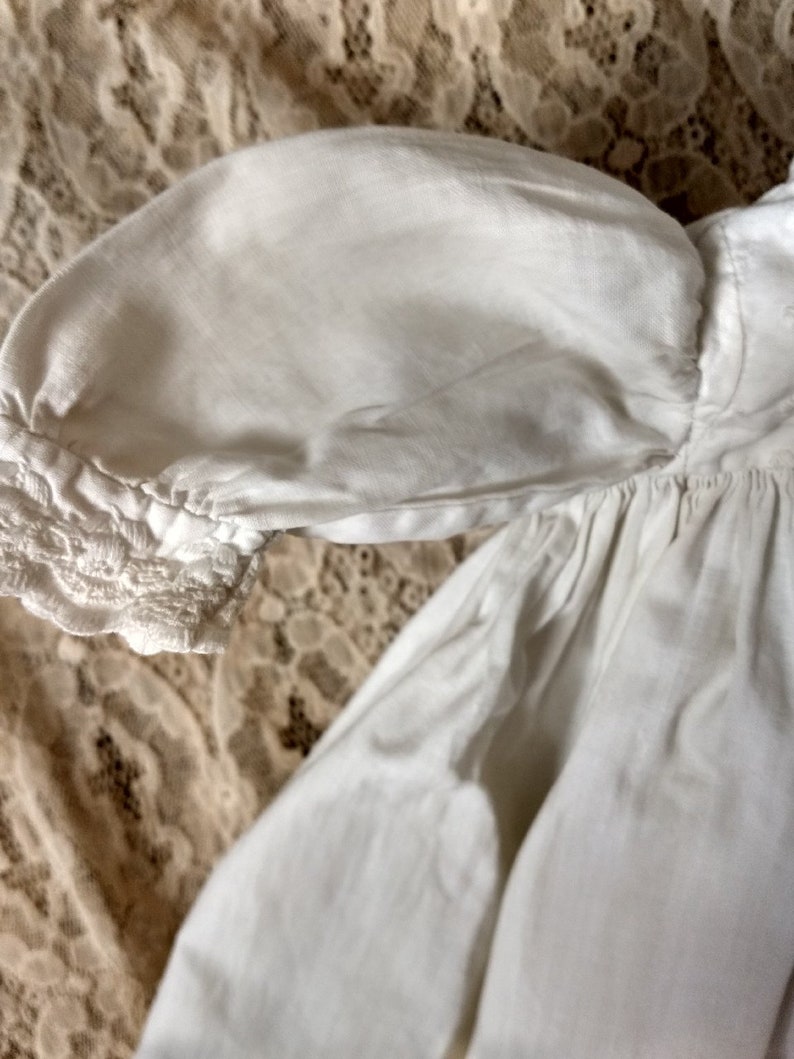 Doll Dress Long White Christening Whitework Embroidery Yoke Cuffs - Etsy