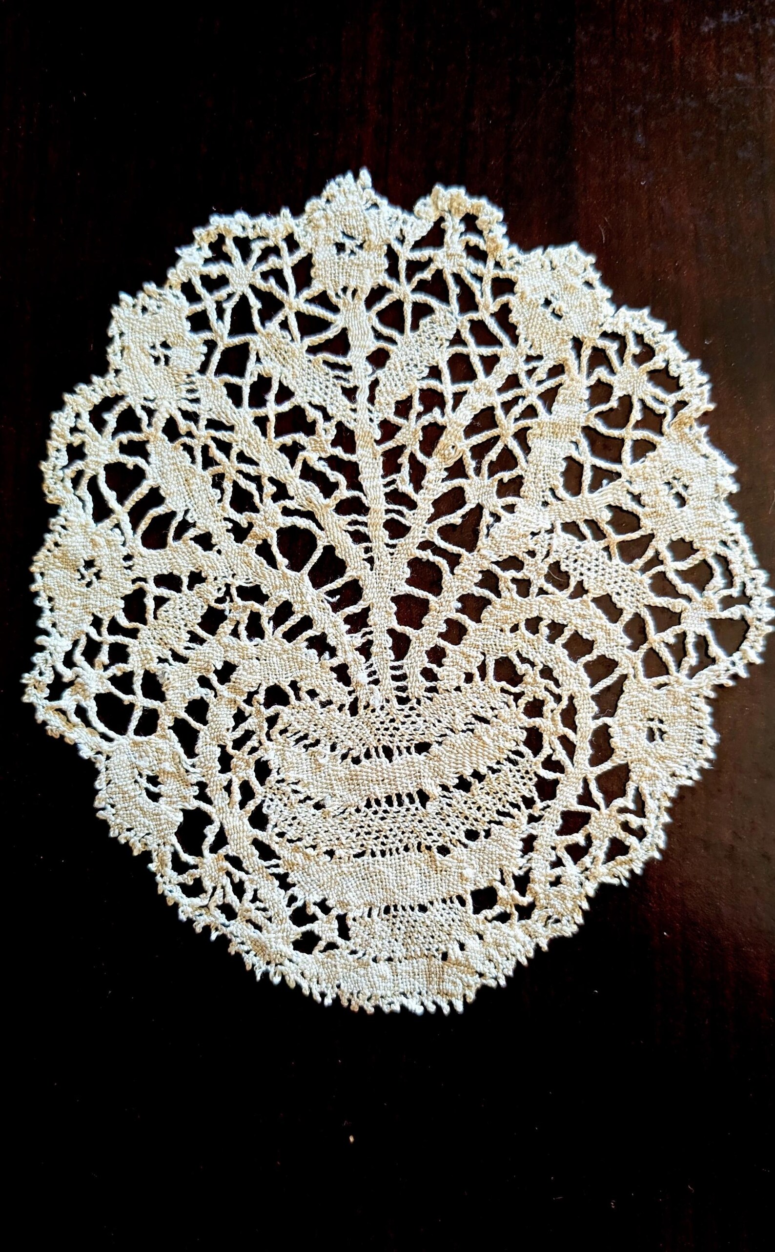Antique Doily Victorian Hand Bobbin Lace Flower Vase Insertion Motif - Etsy