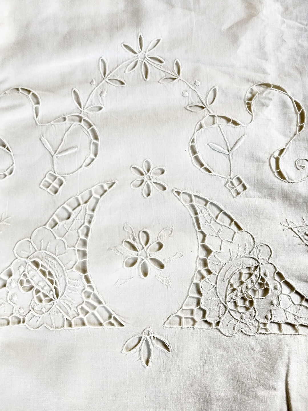 Bed Sheet Vintage 1900's Edwardian Linen Cutwork Embroidery Antique - Etsy