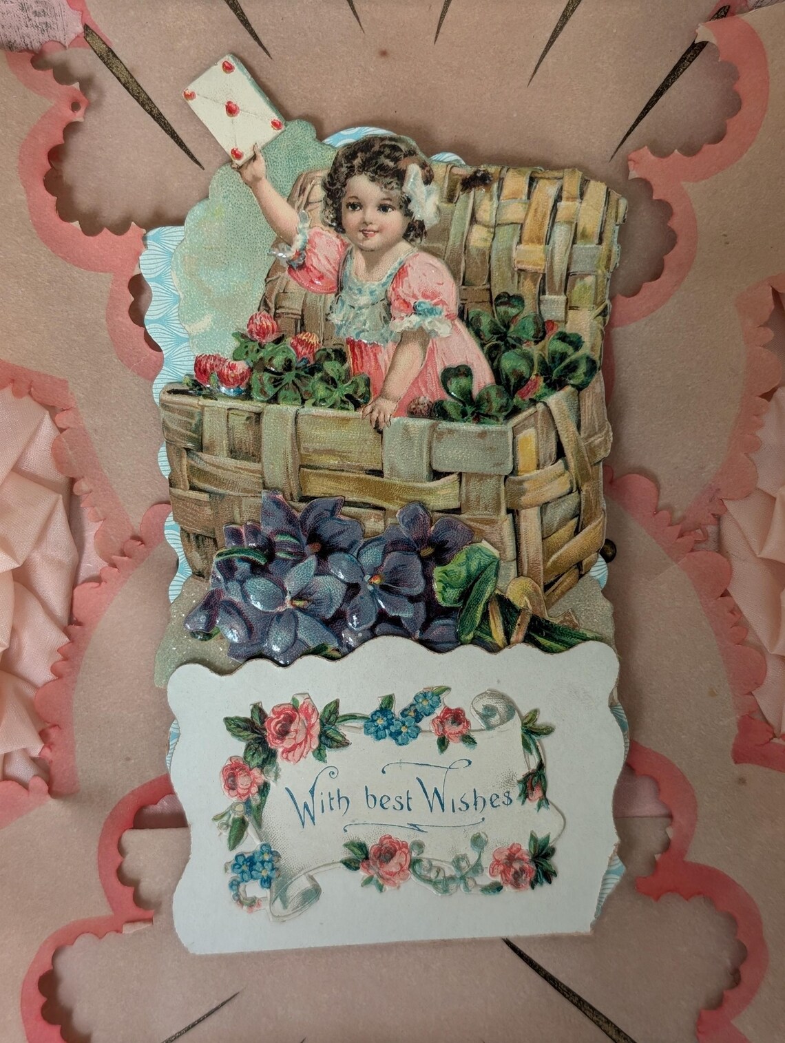 Valentine 1900s German Pop up Box Paper Doily Silk Trim as Is - Etsy