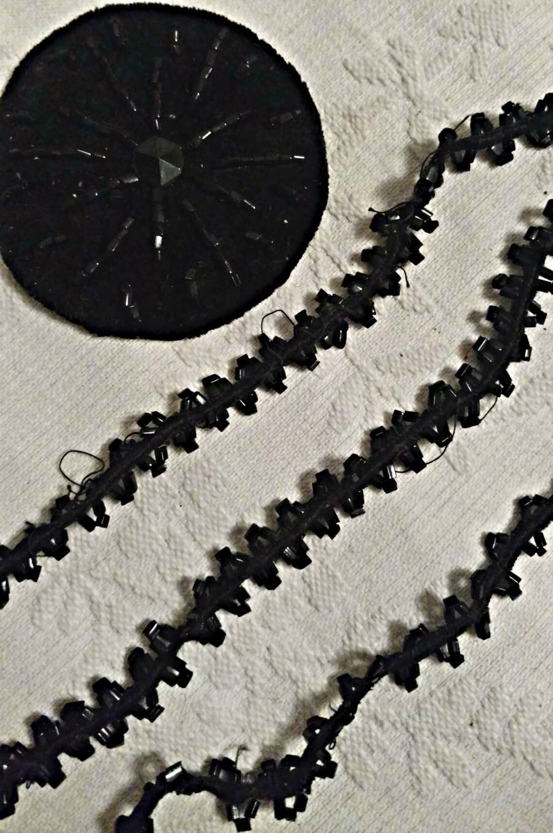 Victorian Edwardian Black Beadwork Dress Millinery Trim 3 | Etsy