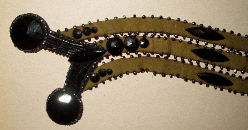 1920s Vintage Dress Trim Suede Beaded Black Glass - Etsy