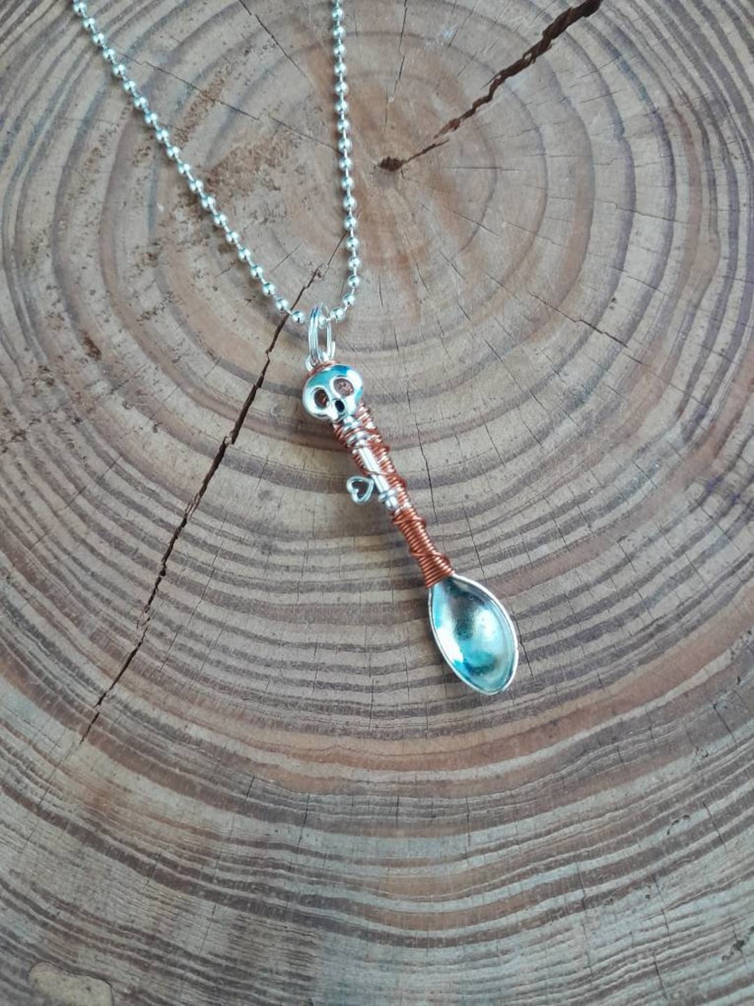 Skeleton Key Wire Wrapped Mini Spoon Pendant Necklace- Custom Color ...