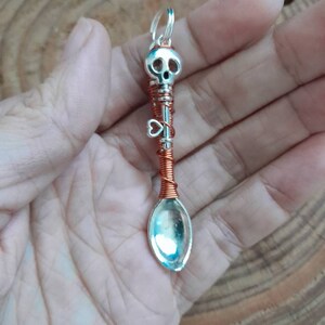 Skeleton Key Wire Wrapped Mini Spoon Pendant Necklace- Custom Color ...