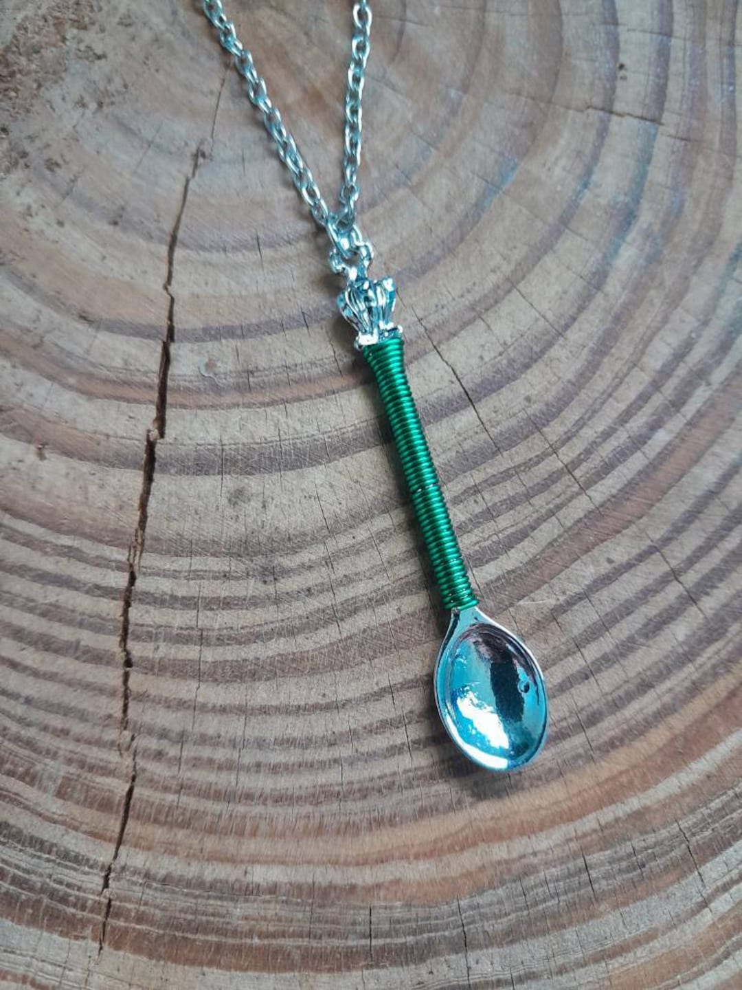 Royal Crown Wire Wrapped Mini Spoon Pendant Necklace- Custom Color Wire ...